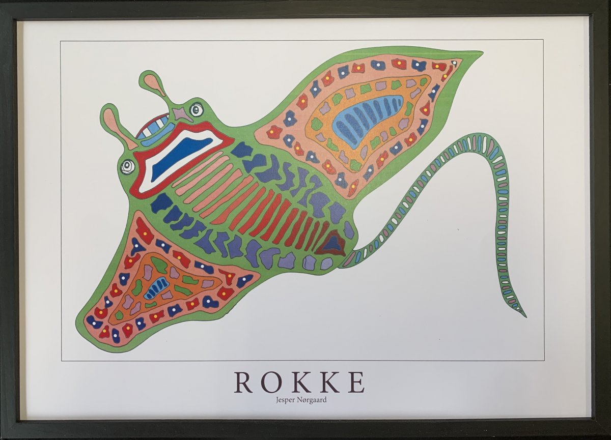 Rokke grøn/ pink 31,5x43,5 cm - Fisk og havdyr - Jesper Nørgaard